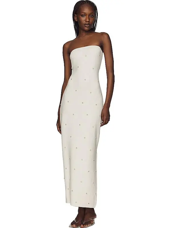 Endless Rose Strapless Embellished Knit Maxi Dress - Cream