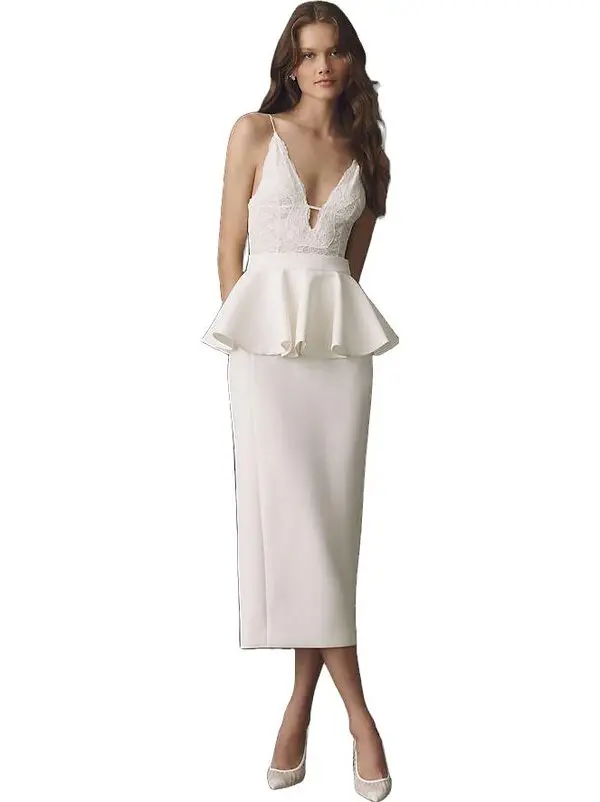 Ronny Kobo Annagrace Peplum Dress - Ivory