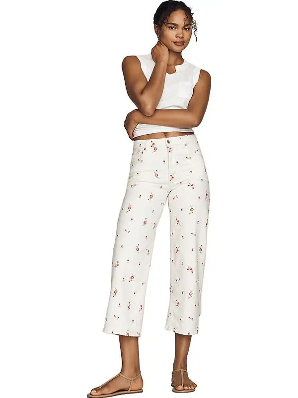 Rails Getty Floral Crop Jeans - Ecru Romantic Floral