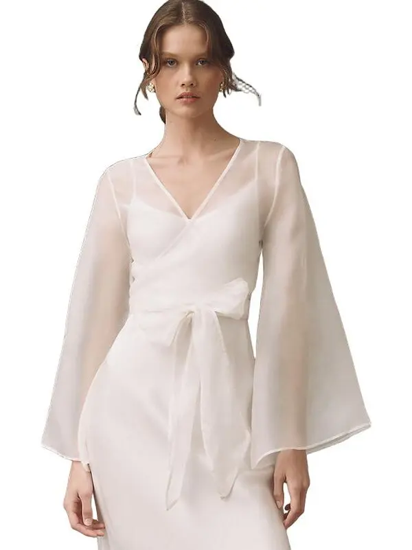 Shona Joy La Lune Stratus Organza Wrap Blouse - Ivory