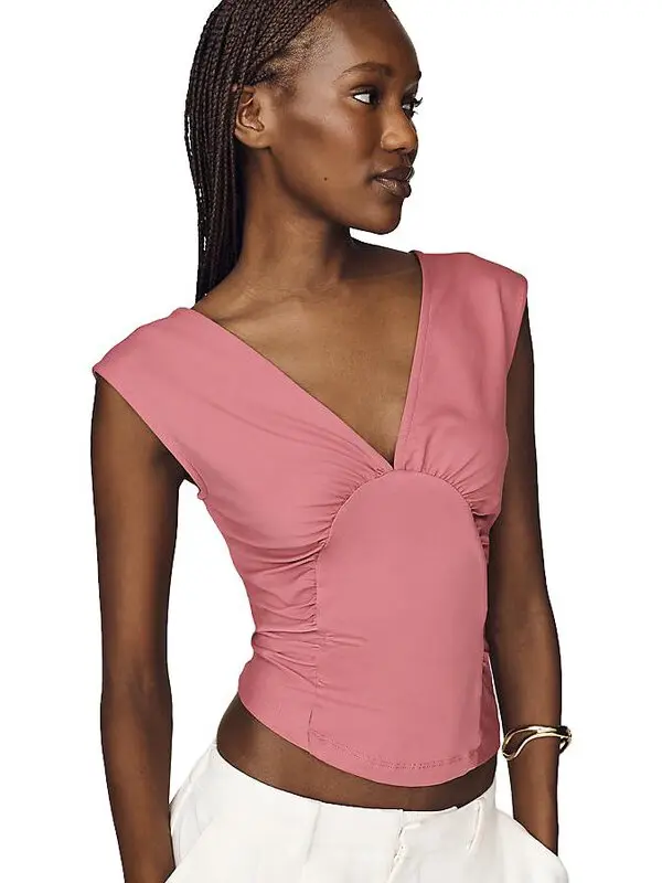 Maeve Plunge Corset-style Top - Red Violet