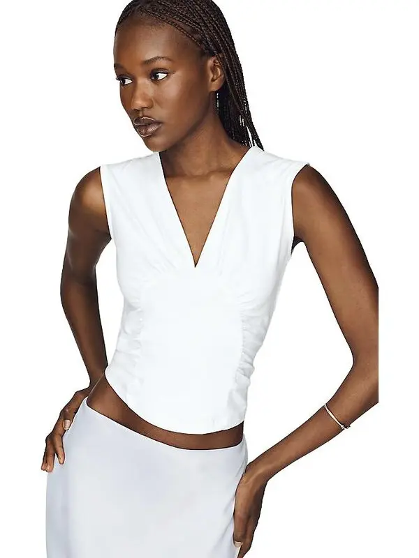 Maeve Plunge Corset-style Top - White