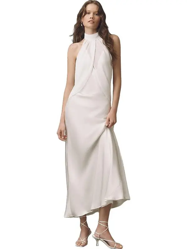 Bhldn Halter Maxi Slip Dress - Ivory