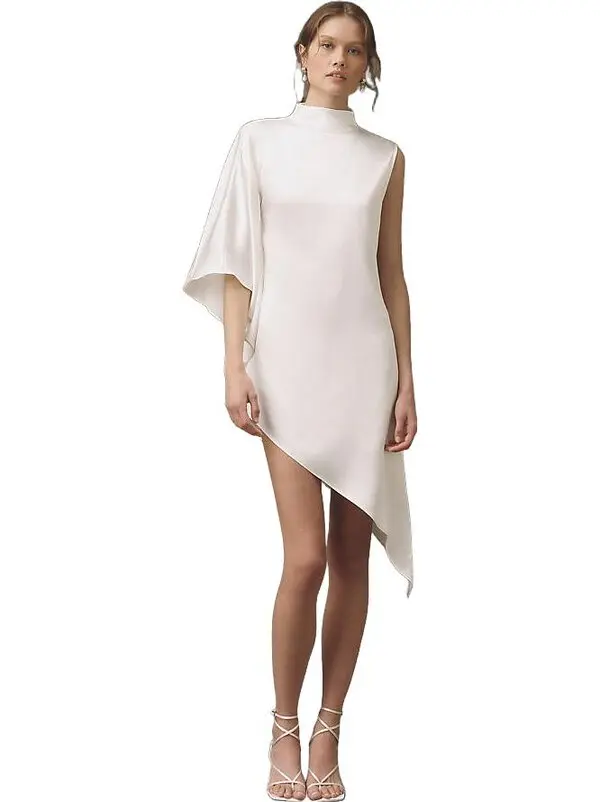 MARE MARE Satin Asymmetrical Mini Dress - Ivory