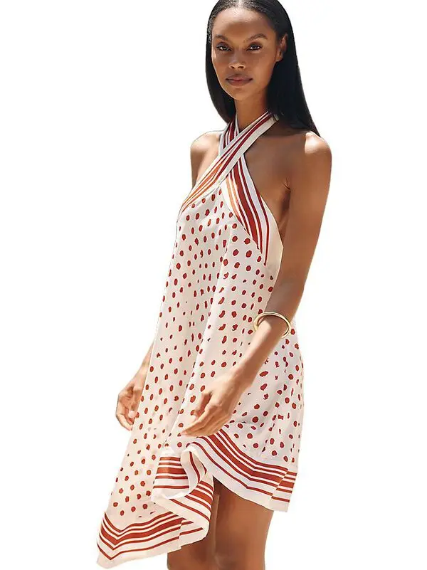 CELANDINE Polka Dot Halter Dress - Brown Dot