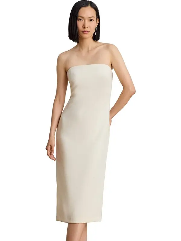Ralph Lauren Crepe Strapless Midi Dress - Mascarpone Cream