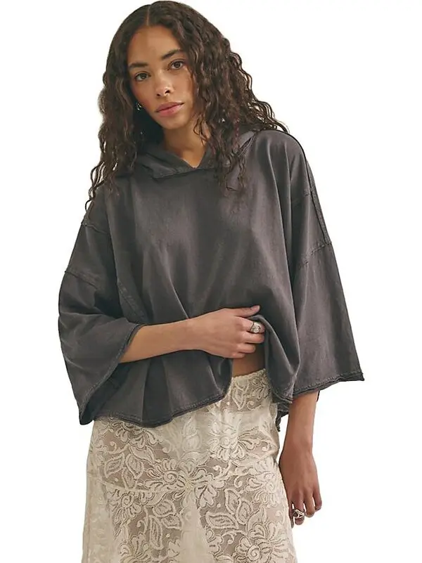 Free People We The Free Come And Go Hoodie - Washed Black
