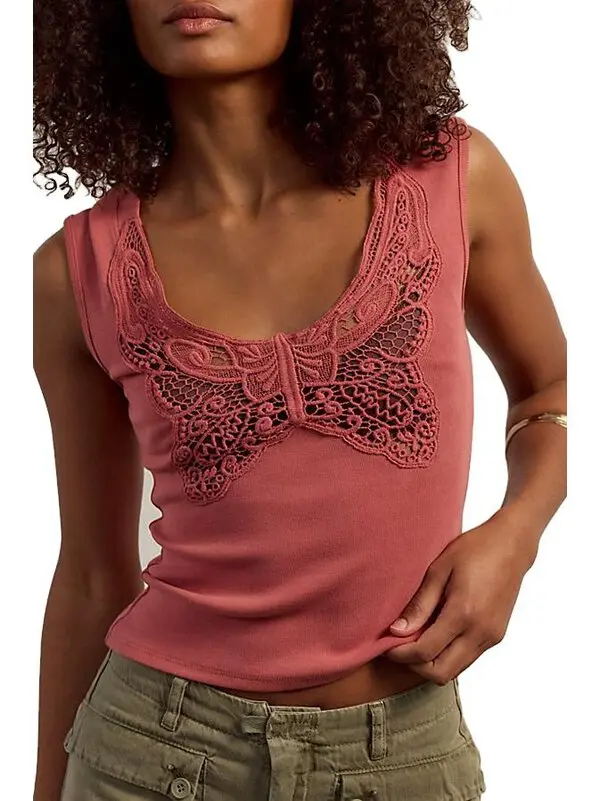 TRICIA FIX Embroidered Butterfly Tank - Pink