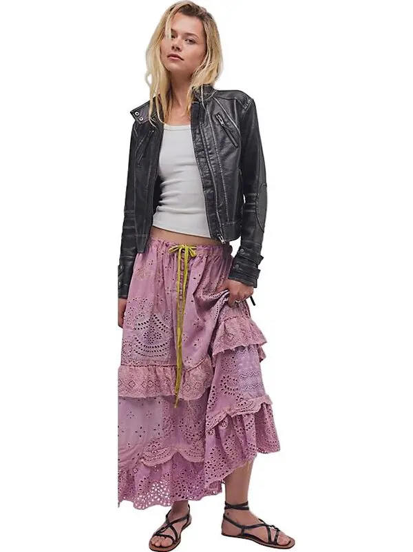 MAGNOLIA PEARL Eyelet Maxi Skirt - Pink