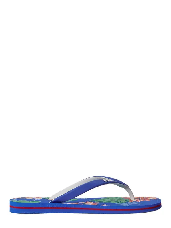 Ralph Lauren Bolt Tropical Print Flip Flops - Tropical Royal