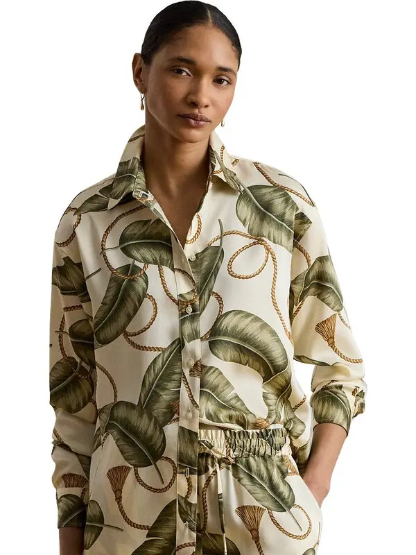 Ralph Lauren Relaxed Fit Twill Shirt With Rope Print - Cream Multi