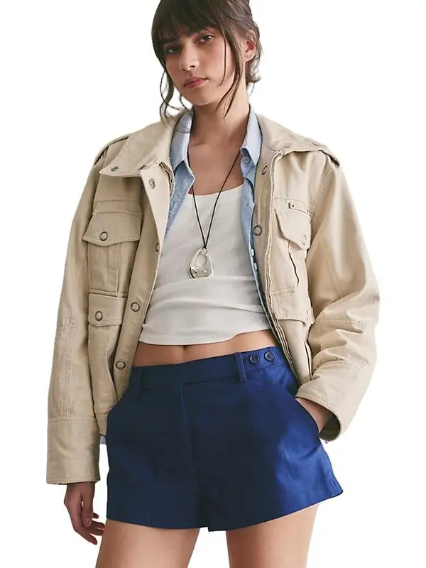 Free People Fluttered Out Pinstripe Shorts - Heritage Combo
