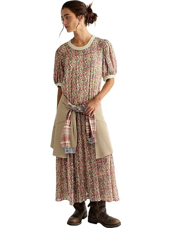 Free People Courtside Crush Maxi Dress - Ivory Combo