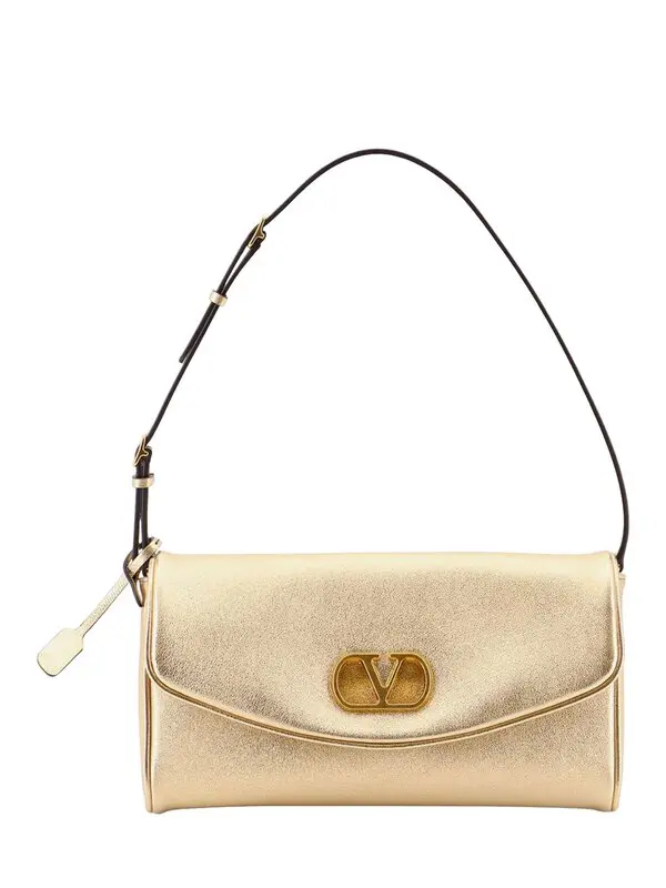 Valentino Garavani Laminated Leather Shoulder Bag - Gold
