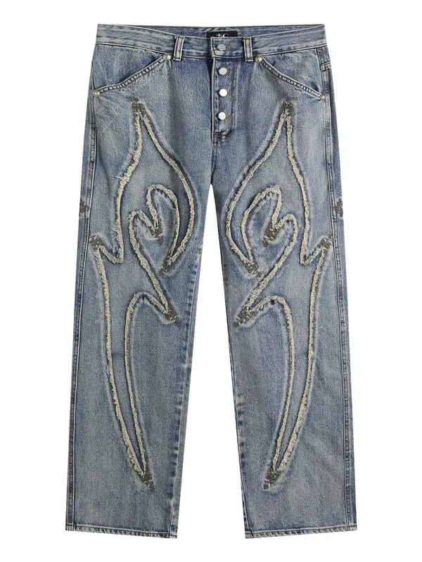 THUG CLUB Tribal Stitch Denim Jeans - Blue