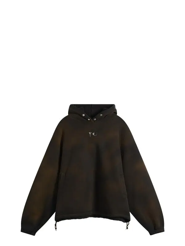 THUG CLUB Distressed Cotton Hoodie - Brown