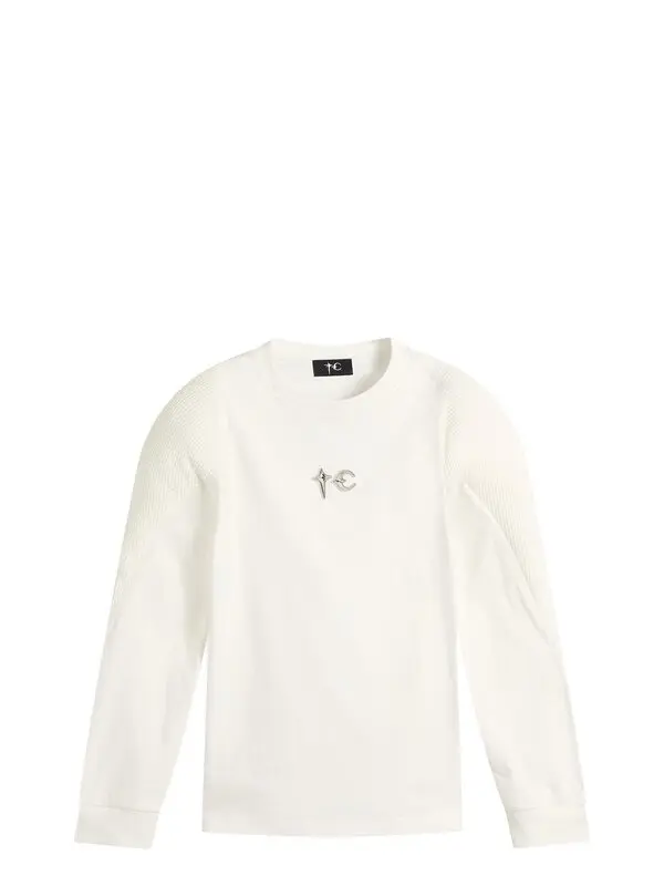 THUG CLUB Sculpted Shoulder Long Sleeve T-shirt - White