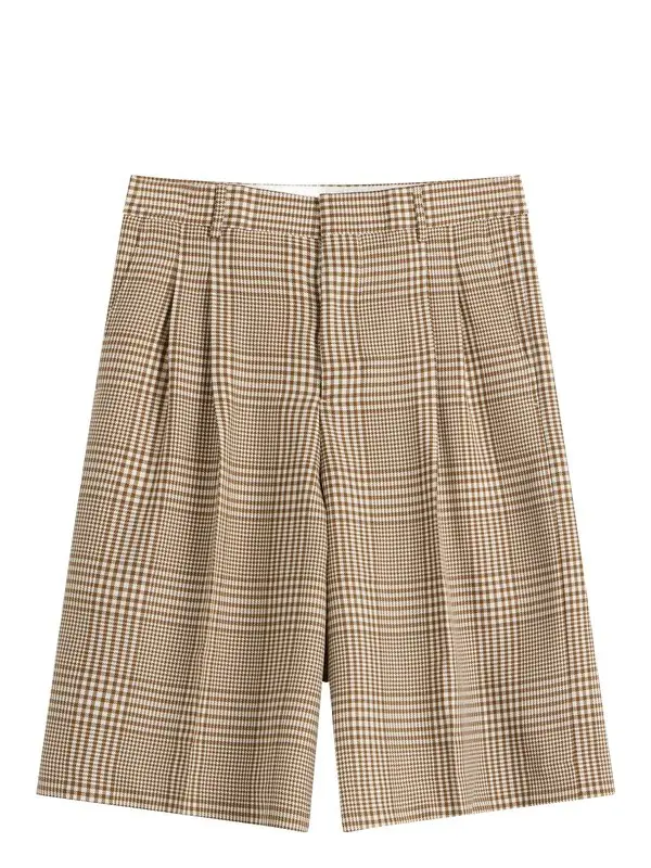 Ami Prince Of Wales Check Tailored Bermuda Shorts - Caramel/blanc Creme