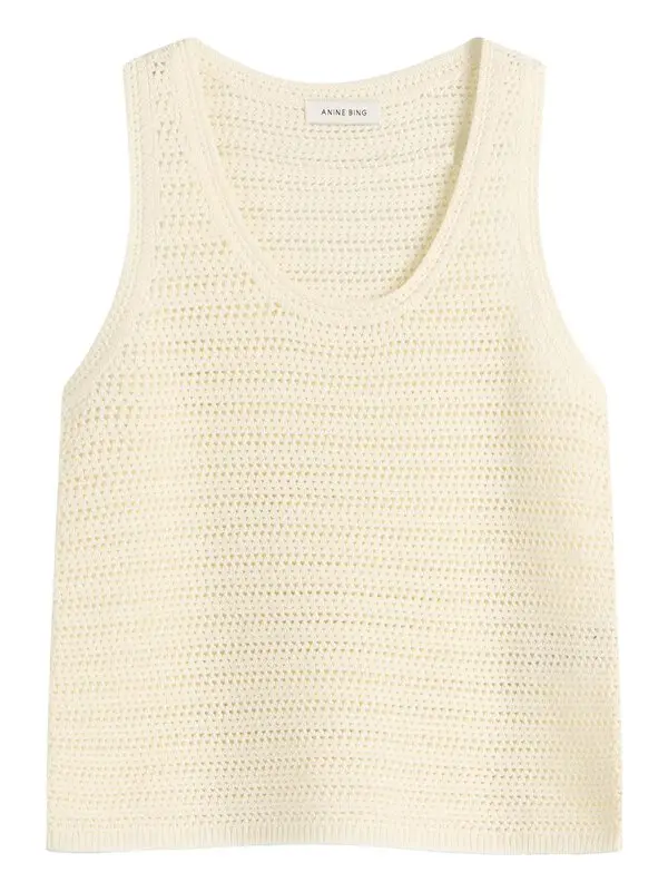 ANINE BING Arie Textured Knit Tank Top - Ivory