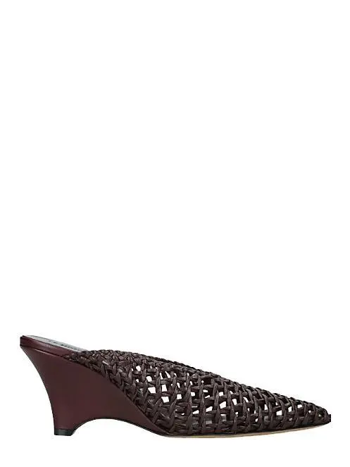 Le Monde Beryl Victoria Leather Mules With Wedge Heel - Wine