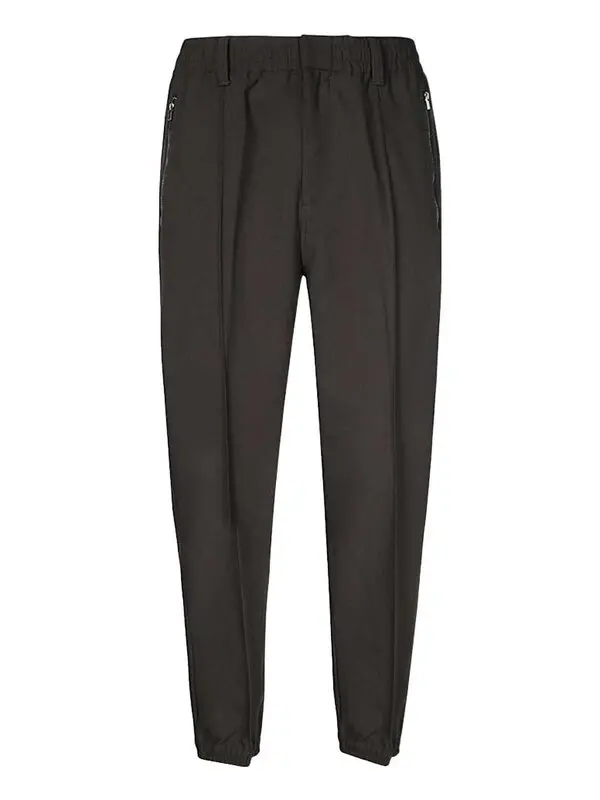 Emporio Armani Elasticated-waist Tapered Trousers With Zipped Pockets - Black