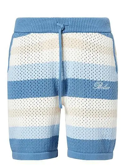 BELIER Bélier Striped Crochet-knit Cotton Shorts - Blue