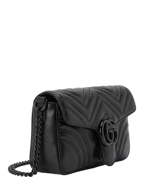 Gucci Gg Marmont Chain Linked Shoulder Bag - Black
