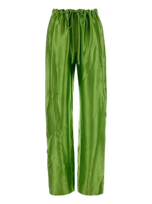 Khaite Rohen Drawstring Satin Pants - Green