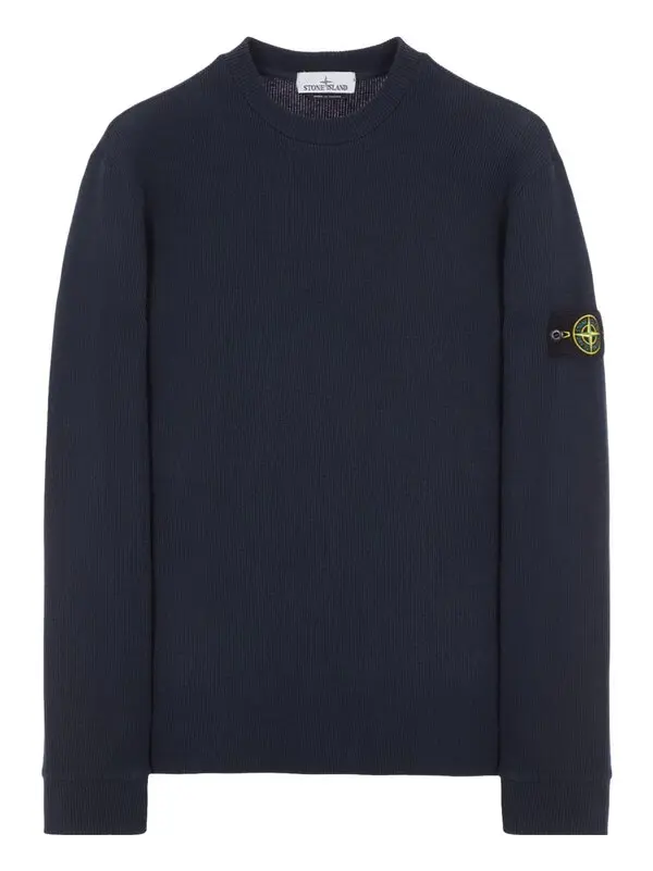 Stone Island Crewneck Jumper With Logo Patch - Blue