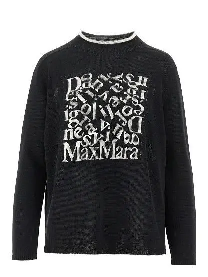 Max Mara Logo Intarsia Long Sleeve Jumper - Black