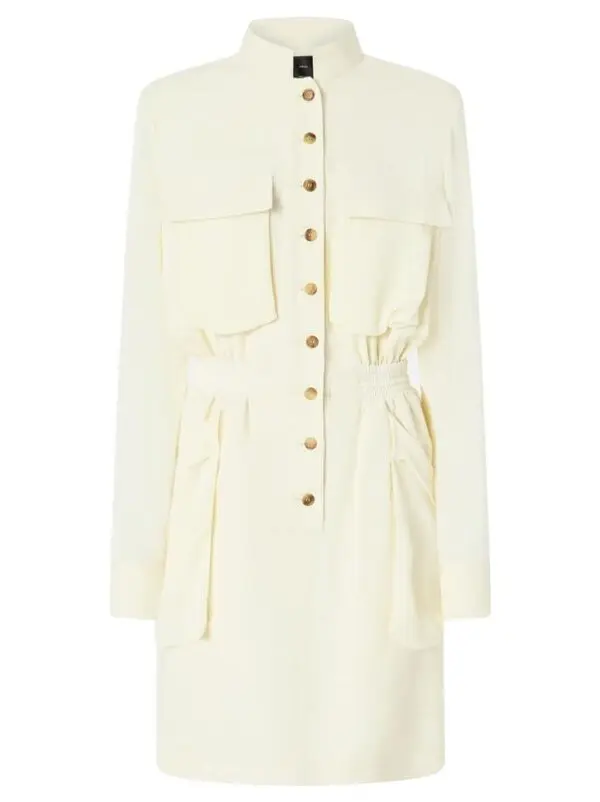 Pinko Mock Neck Long Sleeve Mini Shirt Dress - White