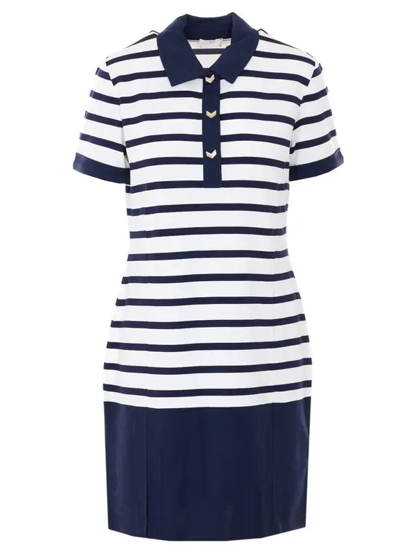 Liu Jo Striped Collared Button-front Dress - White