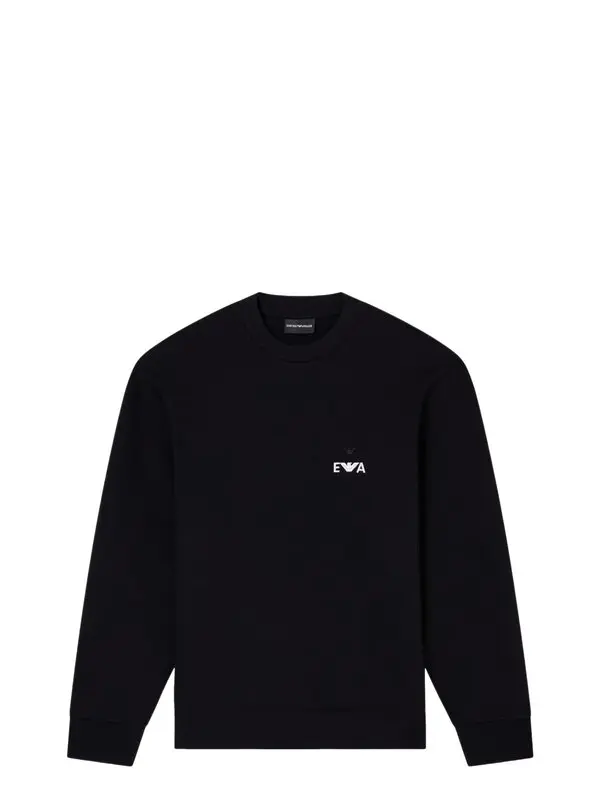Emporio Armani Logo Embroidered Crewneck Sweatshirt - Black