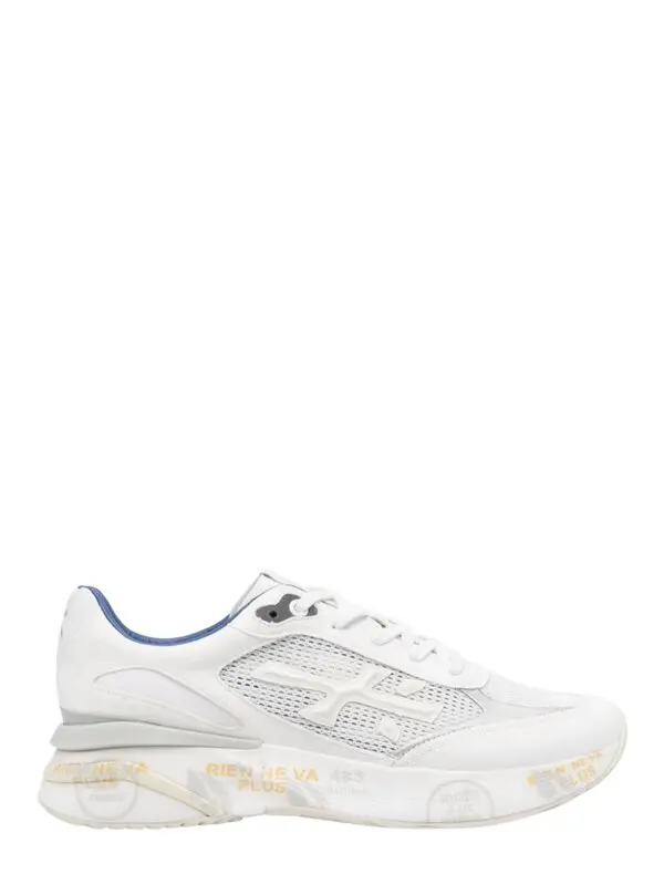 Premiata Lace-up Sneakers With Grid Detail - White