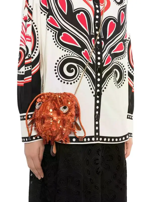 ANYA HINDMARCH Sequin-embellished Crystal-detail Crossbody Bag - Orange