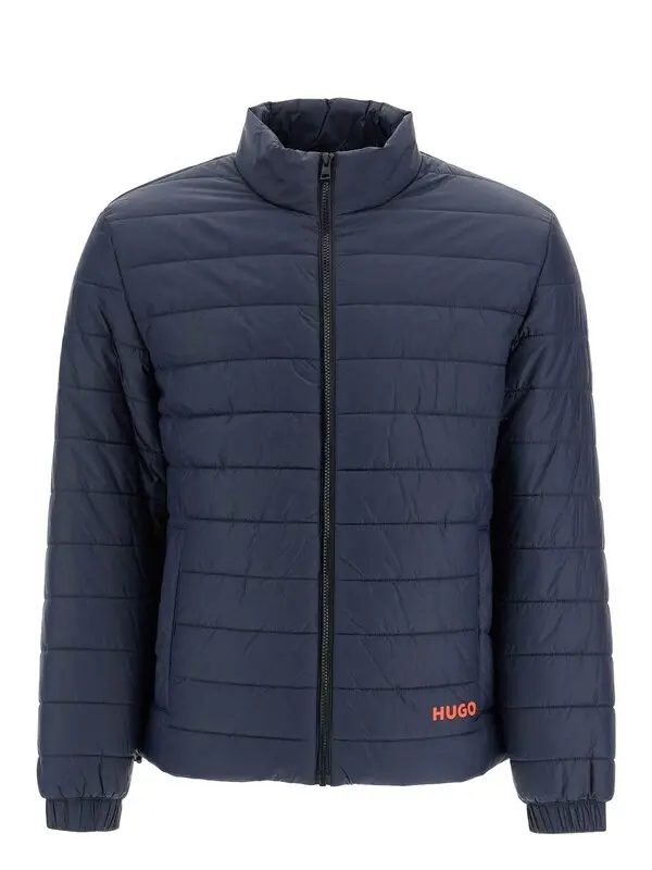 Hugo Boss Padded Zip Jacket With Logo - Blue