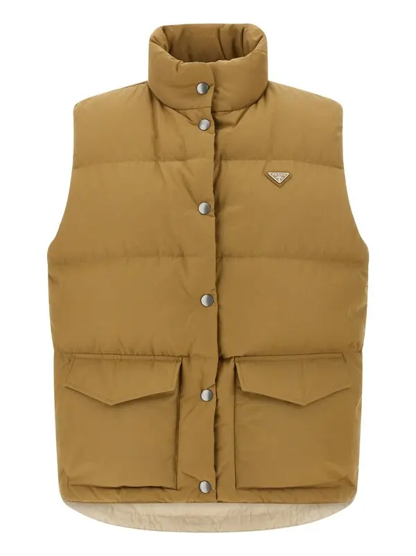 Prada Quilted Down Gilet - Cork Beige