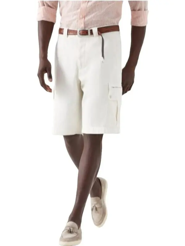 Brunello Cucinelli Cotton Cargo Shorts - White