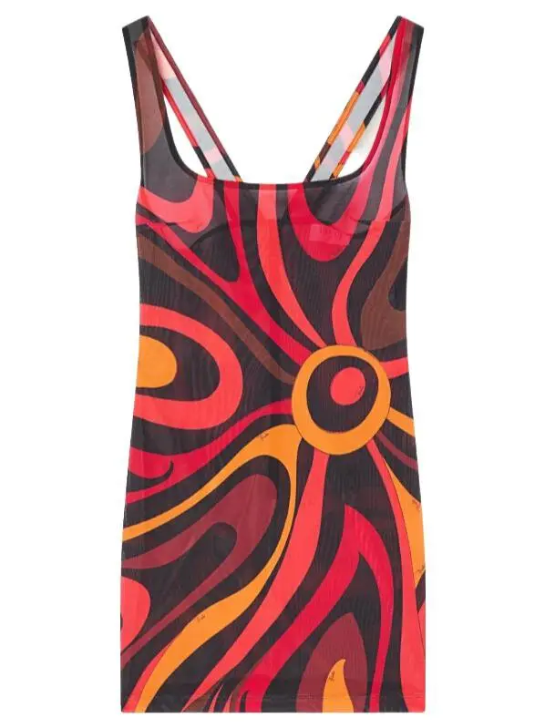 Emilio Pucci Marble Print Bodycon Mini Dress - Orange And Black