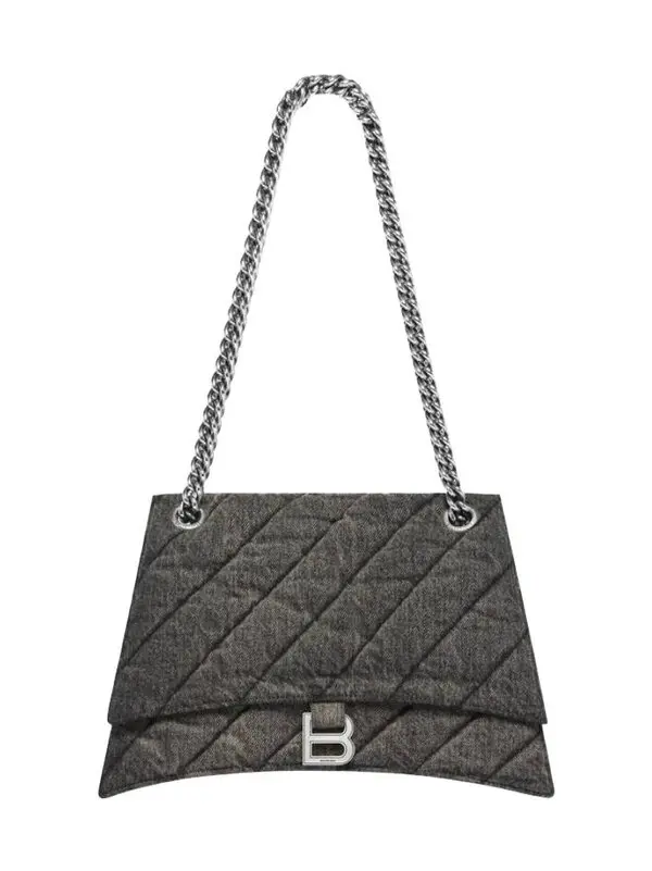 Balenciaga Crush Medium Quilted Shoulder Bag - Black