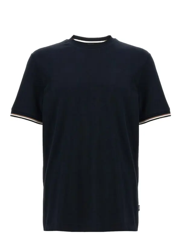 Hugo Boss Stripe-trim Crewneck T-shirt - Blue