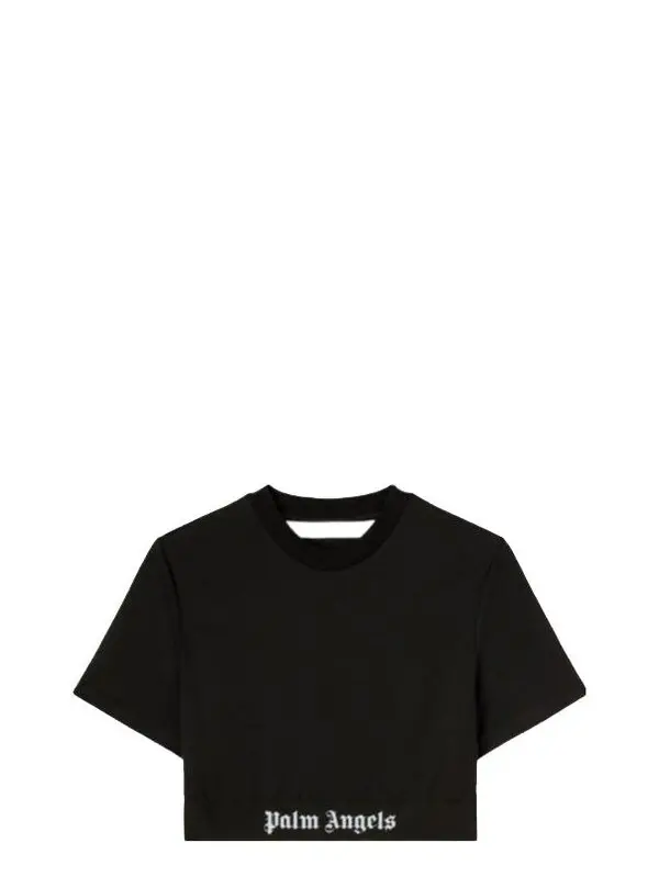 Palm Angels Logo Tape Cropped Top - Black