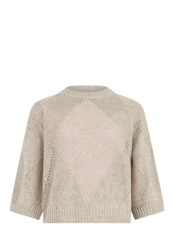 Peserico Sequinned Diamond Knit Sweater - Nude