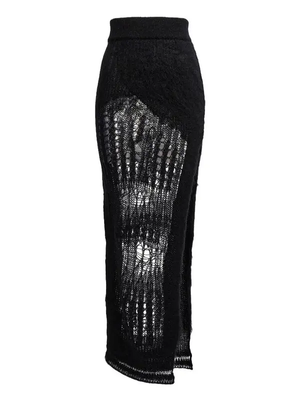 Rick Owens Ziggy Ripped Knitted Skirt - Black