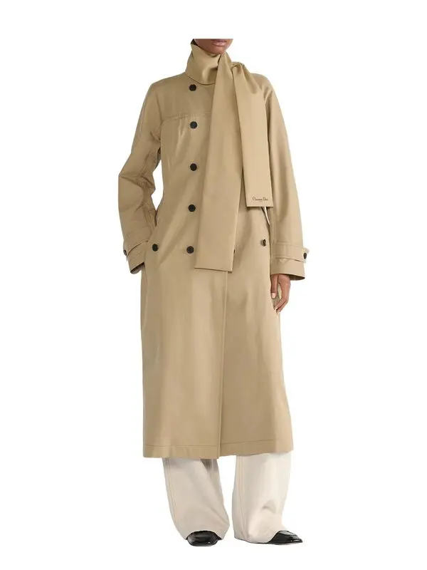 Dior Trench Coat With Embroidered Details And Detachable Scarf - Beige