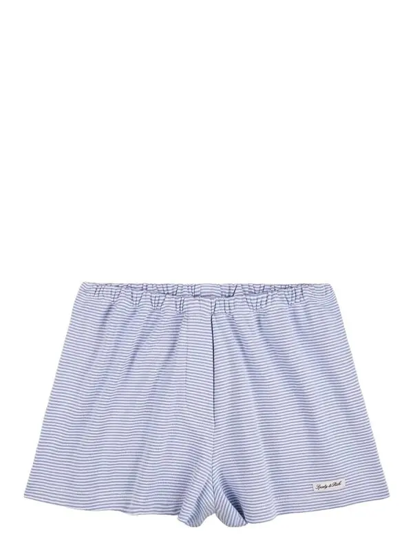 SPORTY  RICH Sporty & Rich Elastic Waist Pinstripe Shorts - Blue
