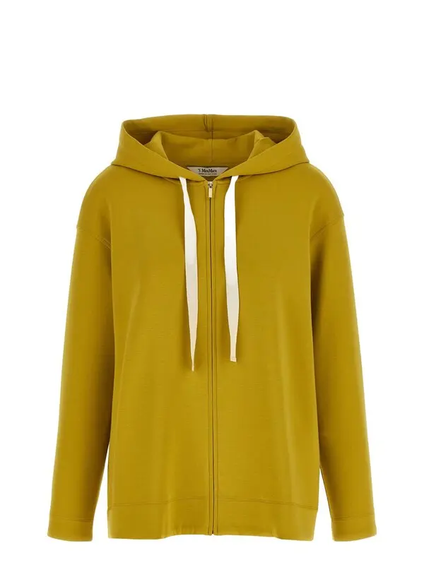 Max Mara Zip-up Hooded Sweatshirt With Drawstring Detail - Brown