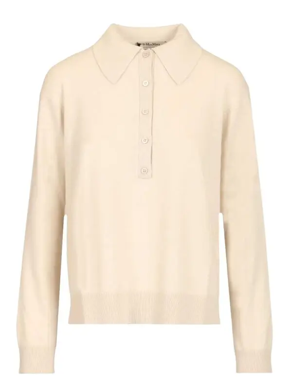 Max Mara Long Sleeve Knitted Polo Top - Nude