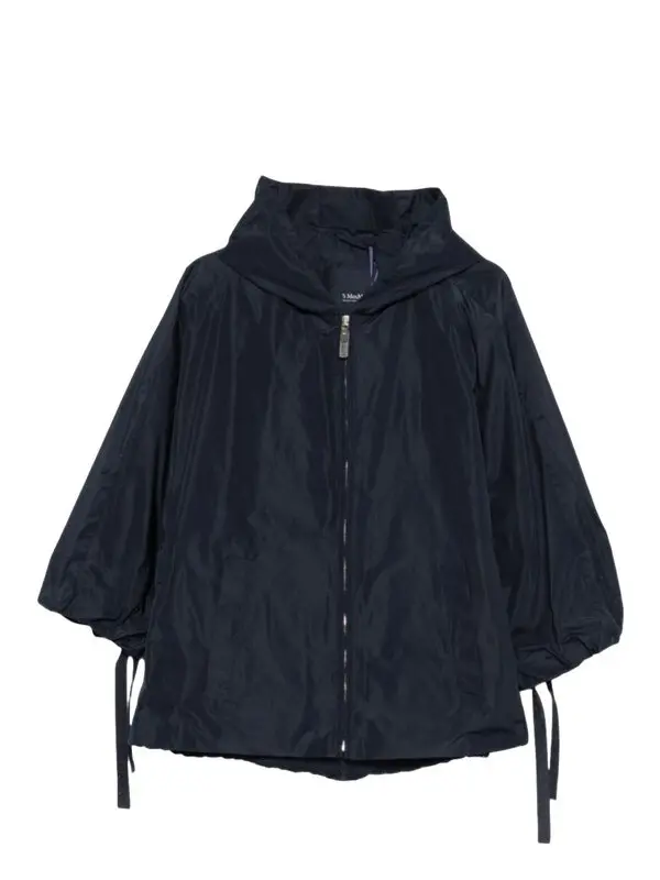 Max Mara Technical Taffeta Hooded Coat - Blue