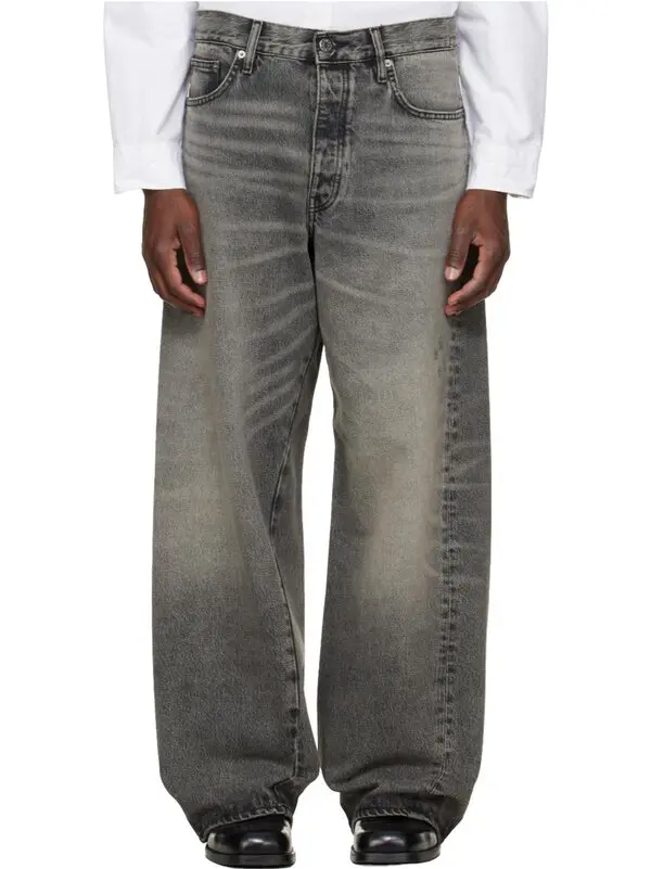 SUNFLOWER Super Wide Twist Belt Loop Jeans - Black